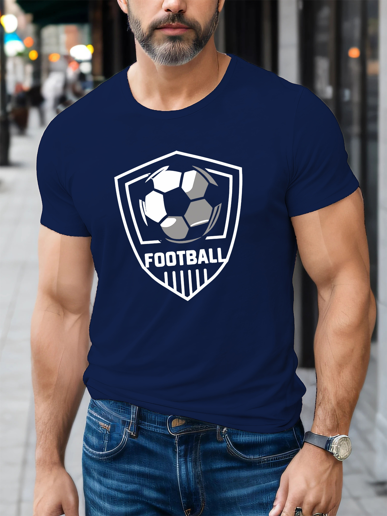 Men's Soccer Print T shirt Casual Short Sleeve Crew Neck Tee - Temu Denmark