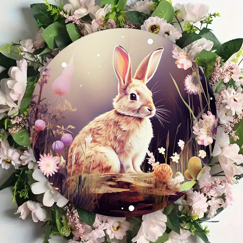 aluminum metal sign lavender polka dot easter bunny wreath - Temu Australia