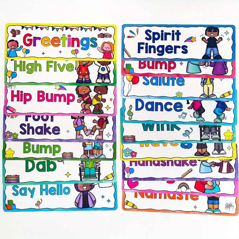 16pcs Morning Greetings Posters For Kids - Classroom Rules Decorations ...