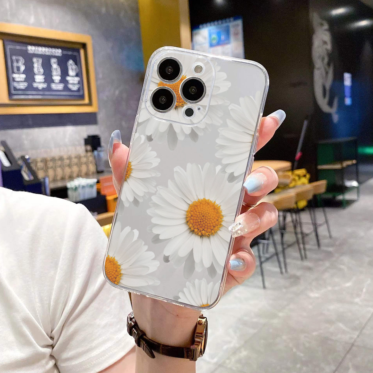 Chrysanthemum Transparent Sports Pattern Phone Case Soft Tpu - Temu ...