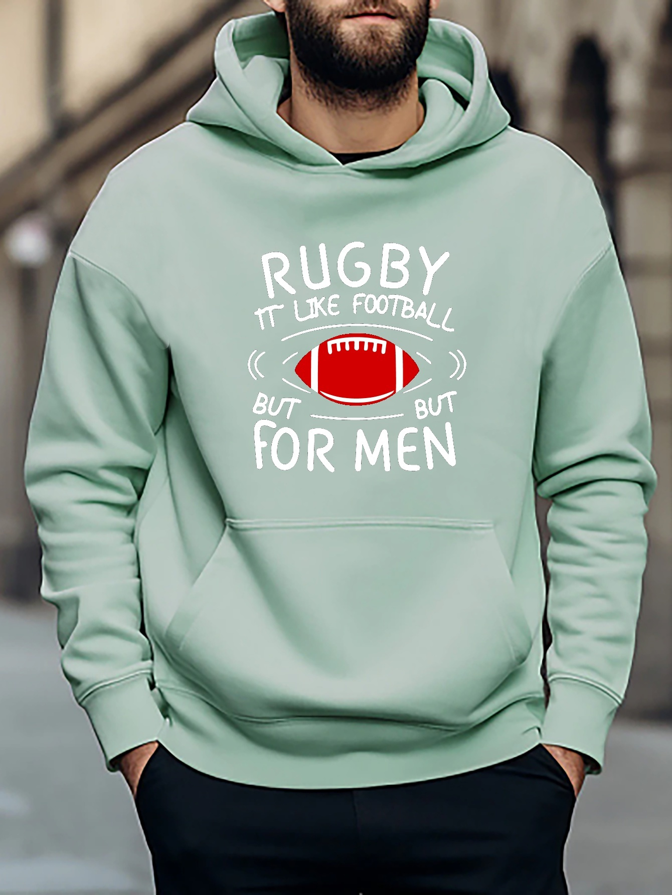 "rugby Football" Themed Letters Graphic Print Men's Casual - Temu New ...