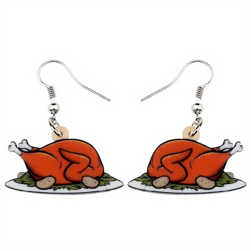 acrylic turkey food dangle earrings men festival decorations - Temu