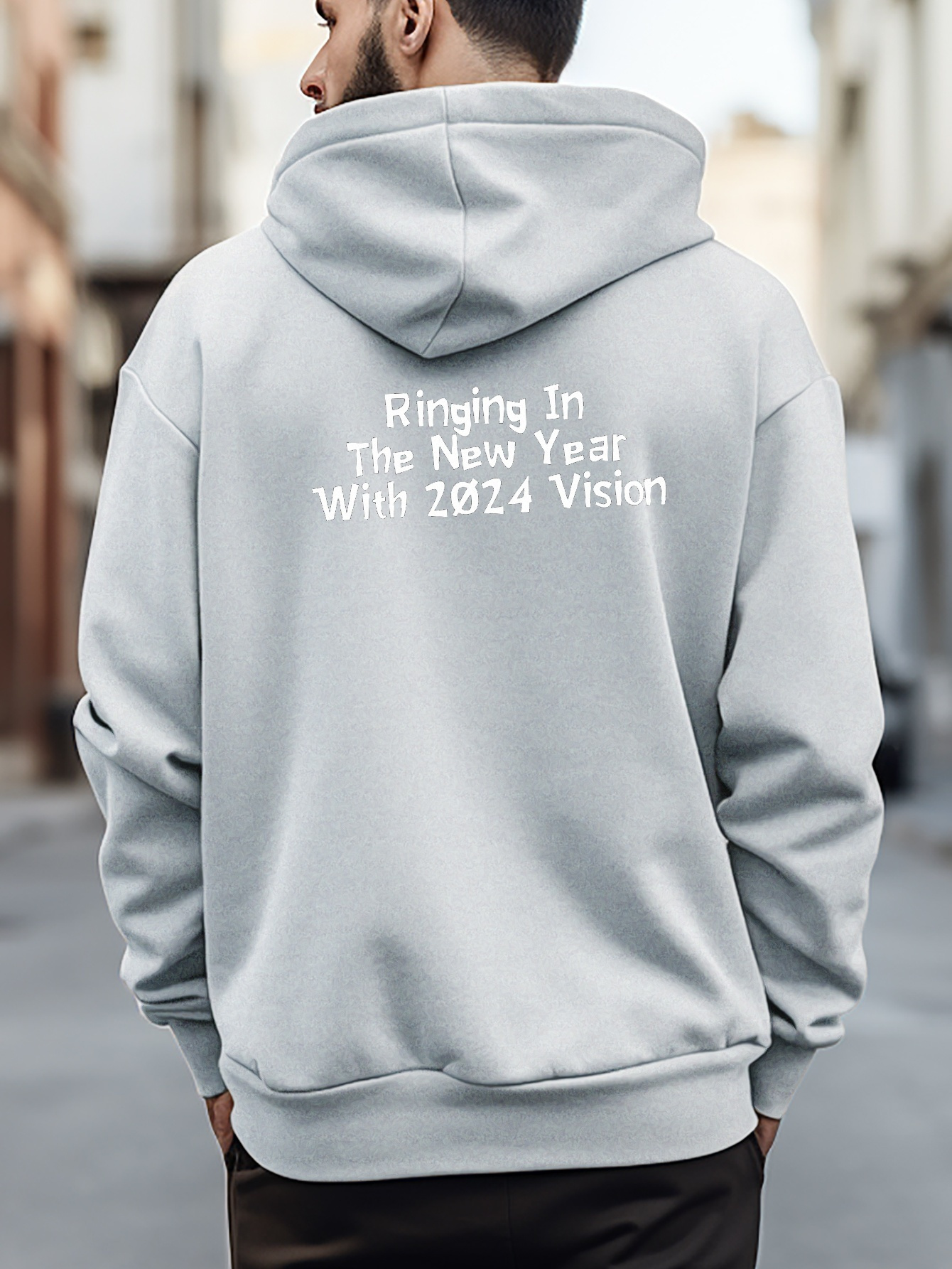 Ringing In 2024 Vision Pattern Print Hooded Sweatshirt - Temu Canada