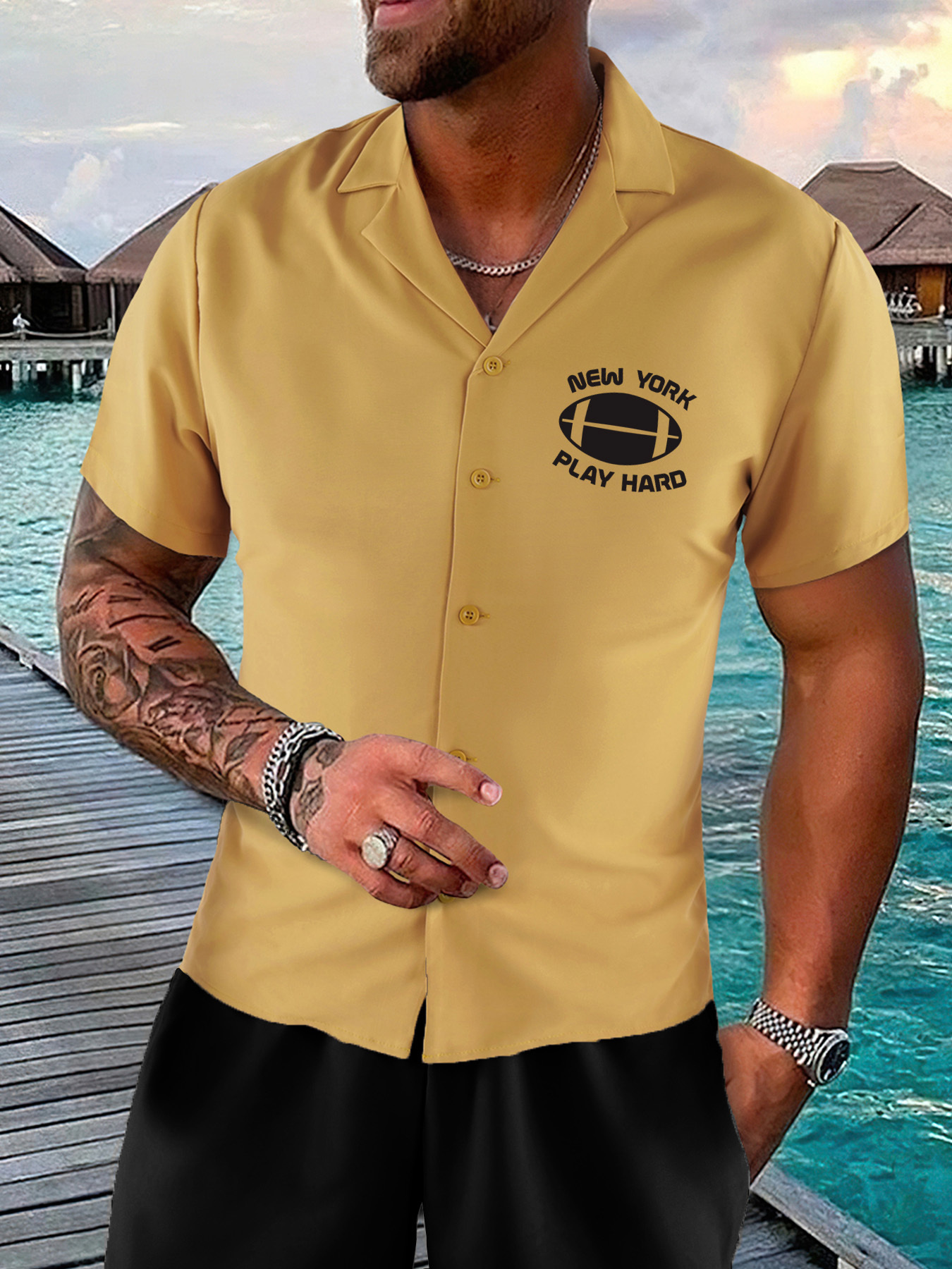 Plus Size Men's Rugby Print Shirt Summer - Temu Canada