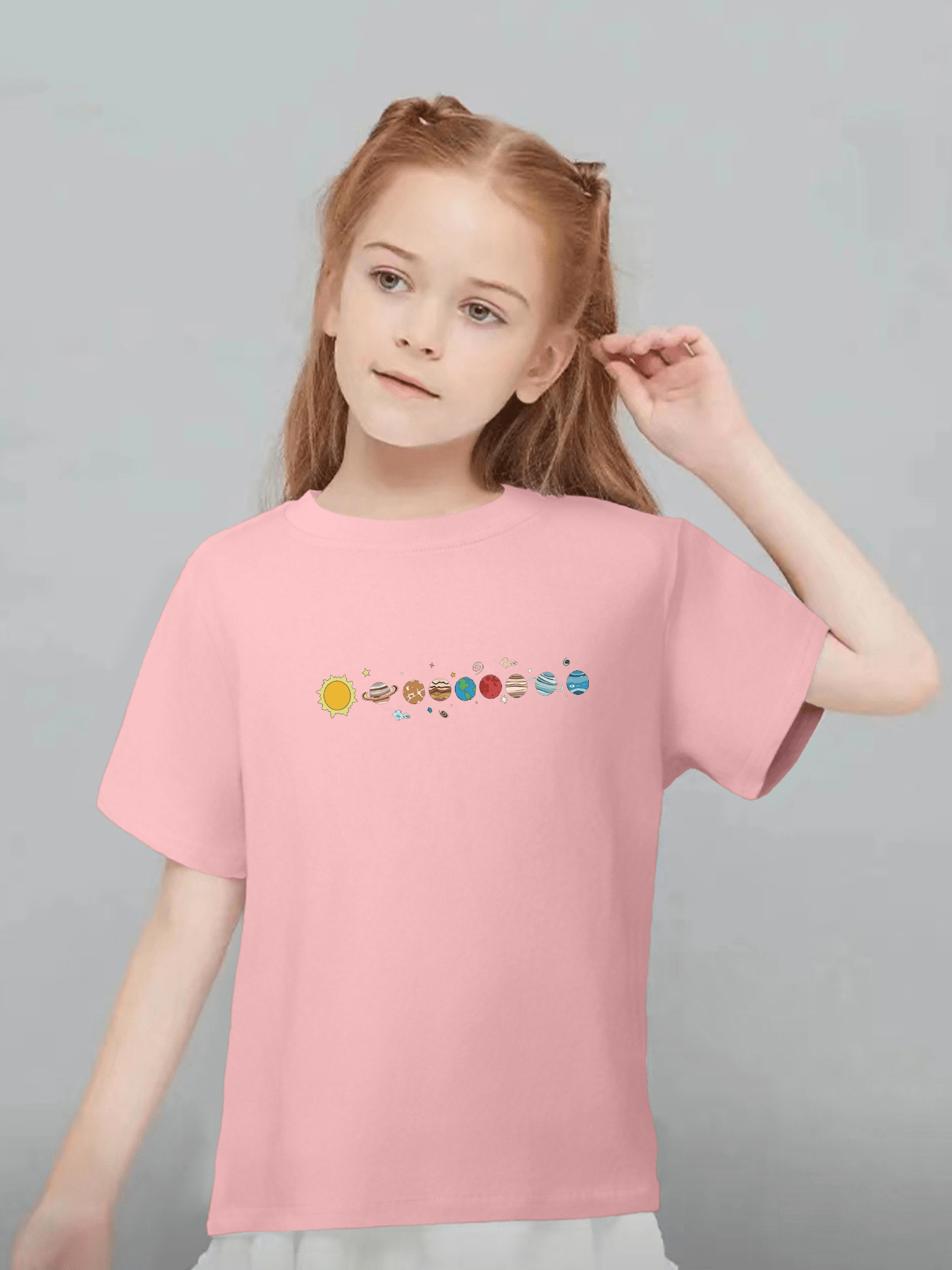 Colorful Cartoon Planets Graphic Print Girls' Casual 95% - Temu Australia