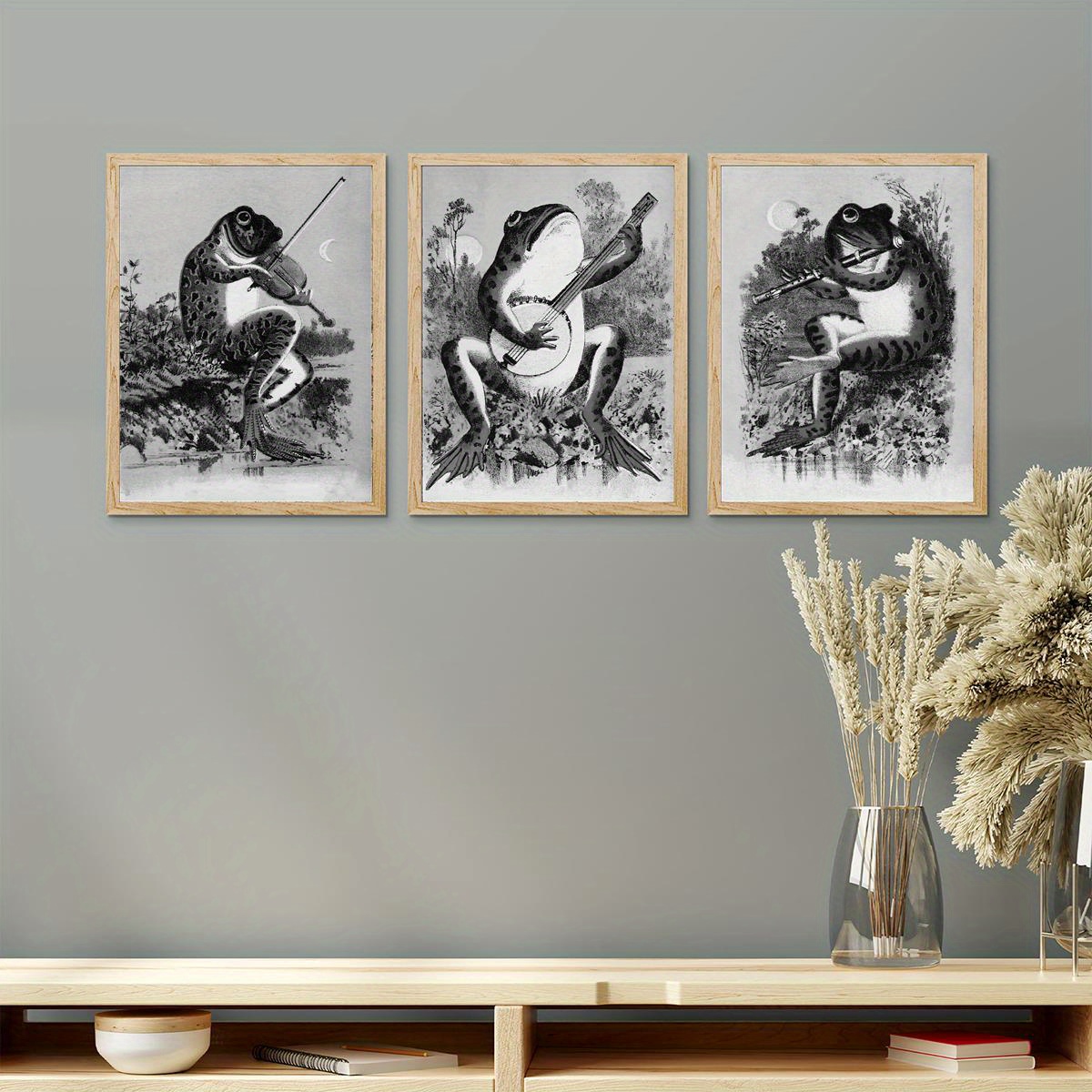 Unframed Canvas Poster Music Frog Playing Guitar Black White - Temu Canada