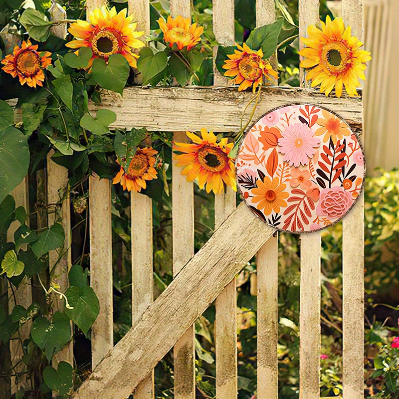 round aluminum sign metal sign peach hello wreath man cave - {region_name}