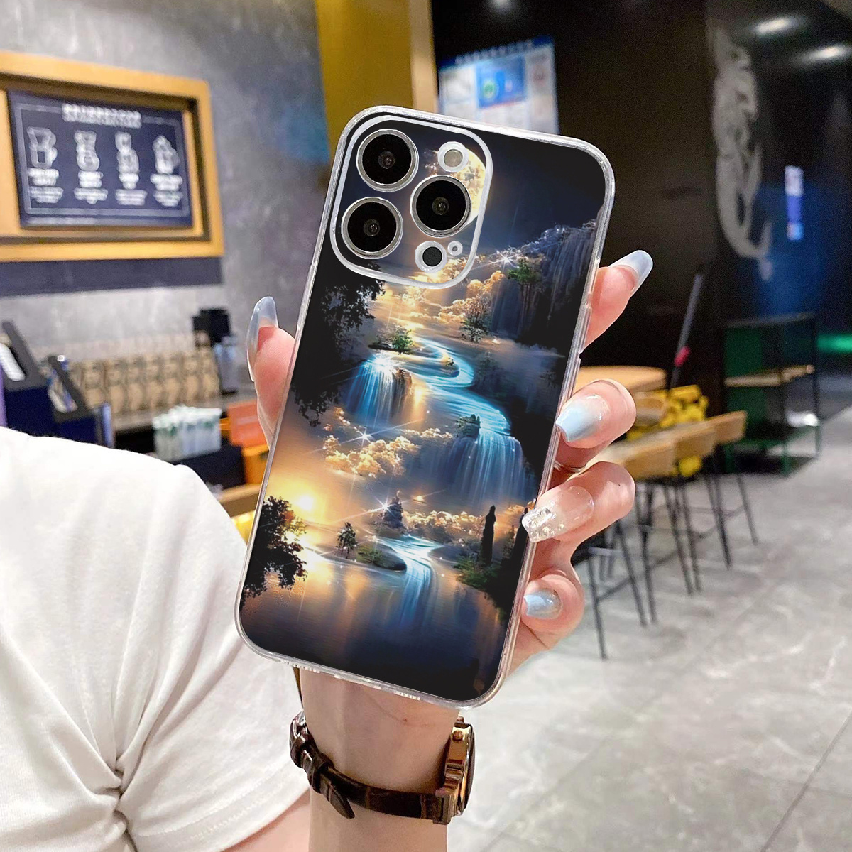 Landscape Painting Pattern Print Pc Protective Phone Case - Temu United ...