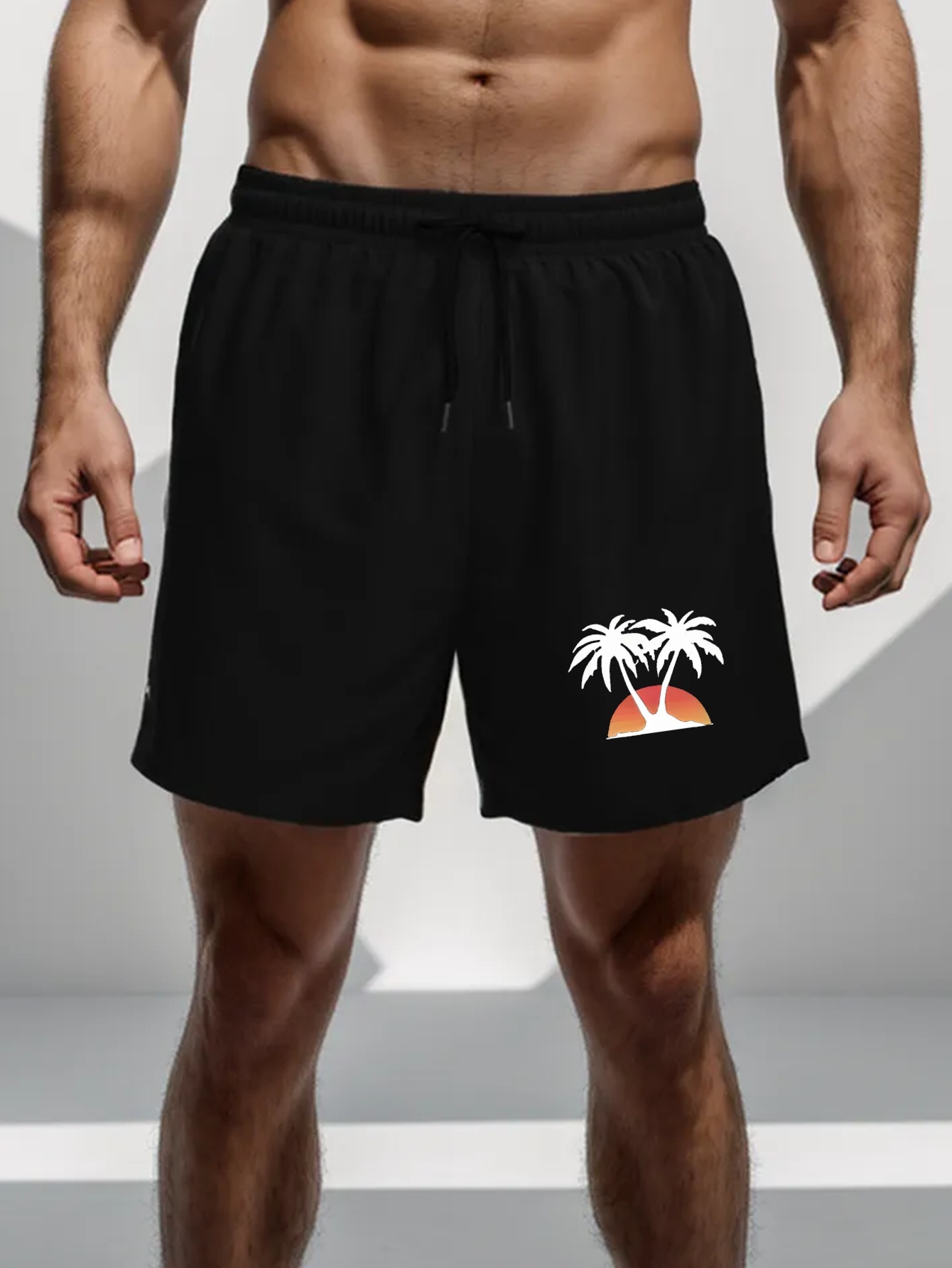 Plus Size Sunset Print Men's Trendy Flat Front Shorts Casual - Temu New ...