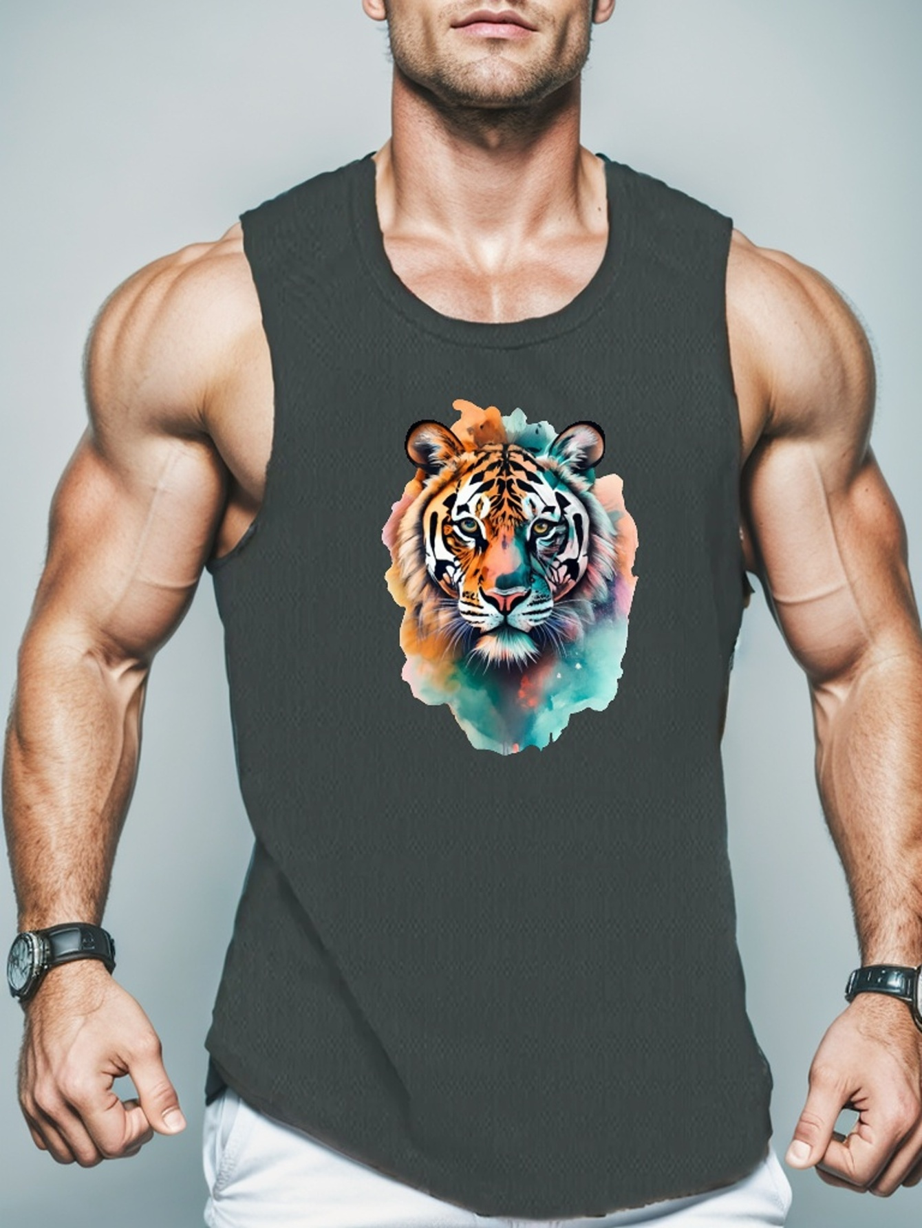 Tiger Face Pattern Print Casual Breathable Comfy Sleeveless - Temu Canada