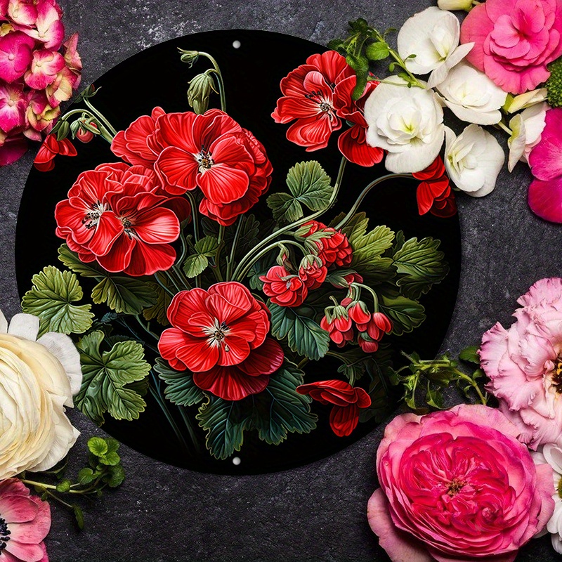 Round Aluminum Sign Metal Sign Red Flowers Garden Signs - Temu Australia