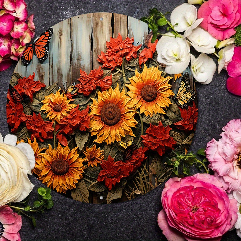 Round Aluminum Sign Metal Sign Sunflower Garden Signs - Temu Canada
