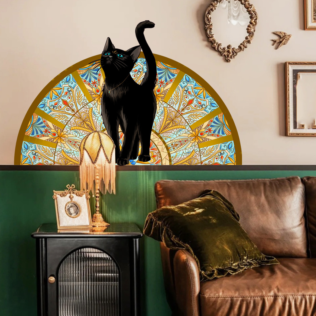 figurine ornaments elegant black cat round wall decoration - Temu Australia
