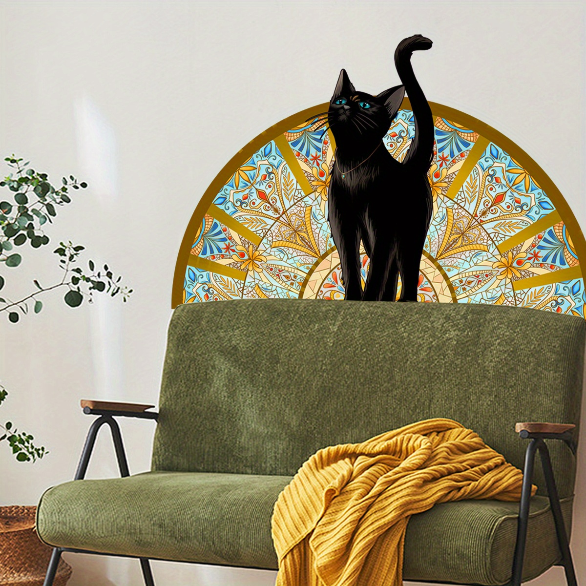 figurine ornaments elegant black cat round wall decoration - Temu Australia