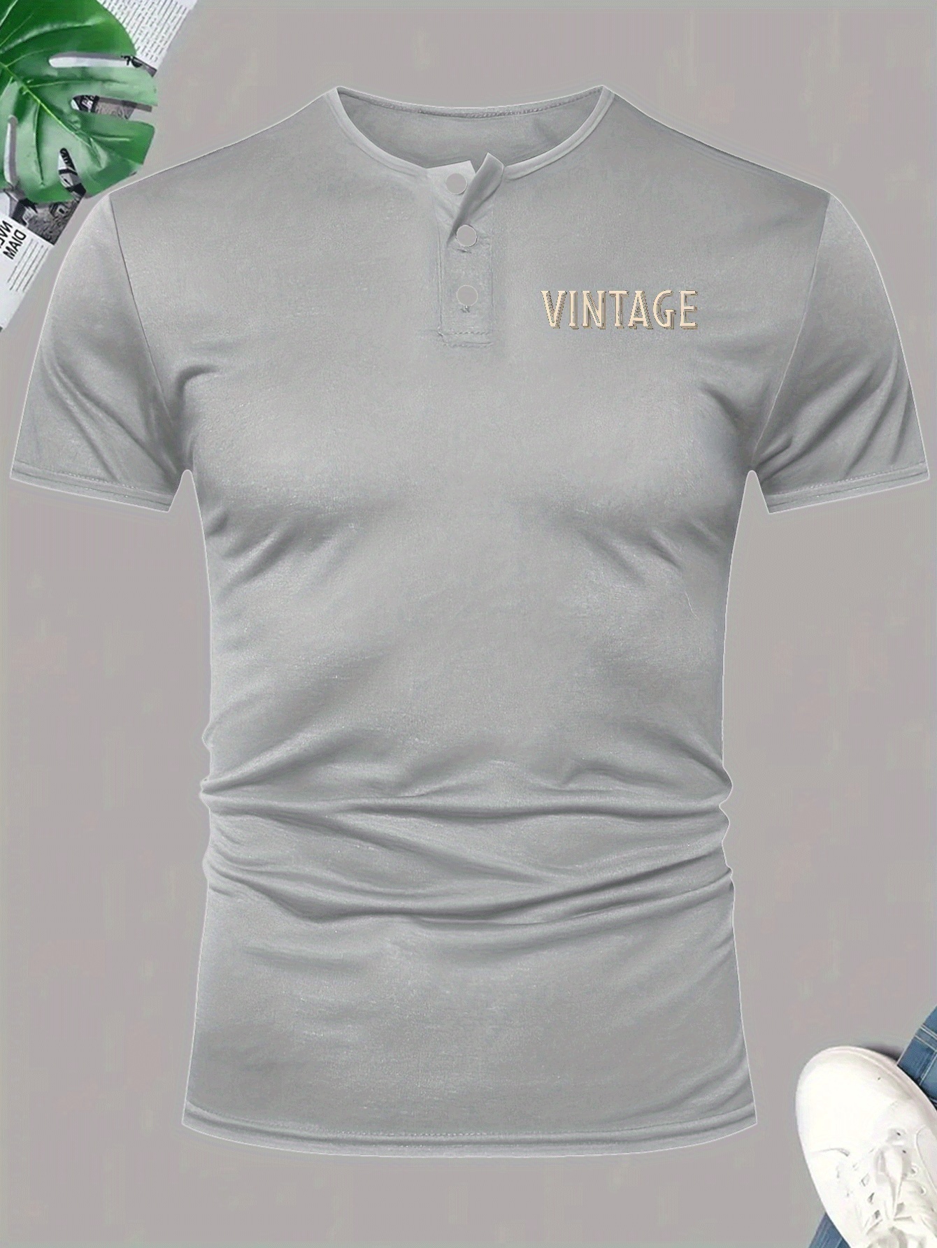 Plus Size Men's Vintage Graphic Print Henley Shirt Casual - Temu Ireland