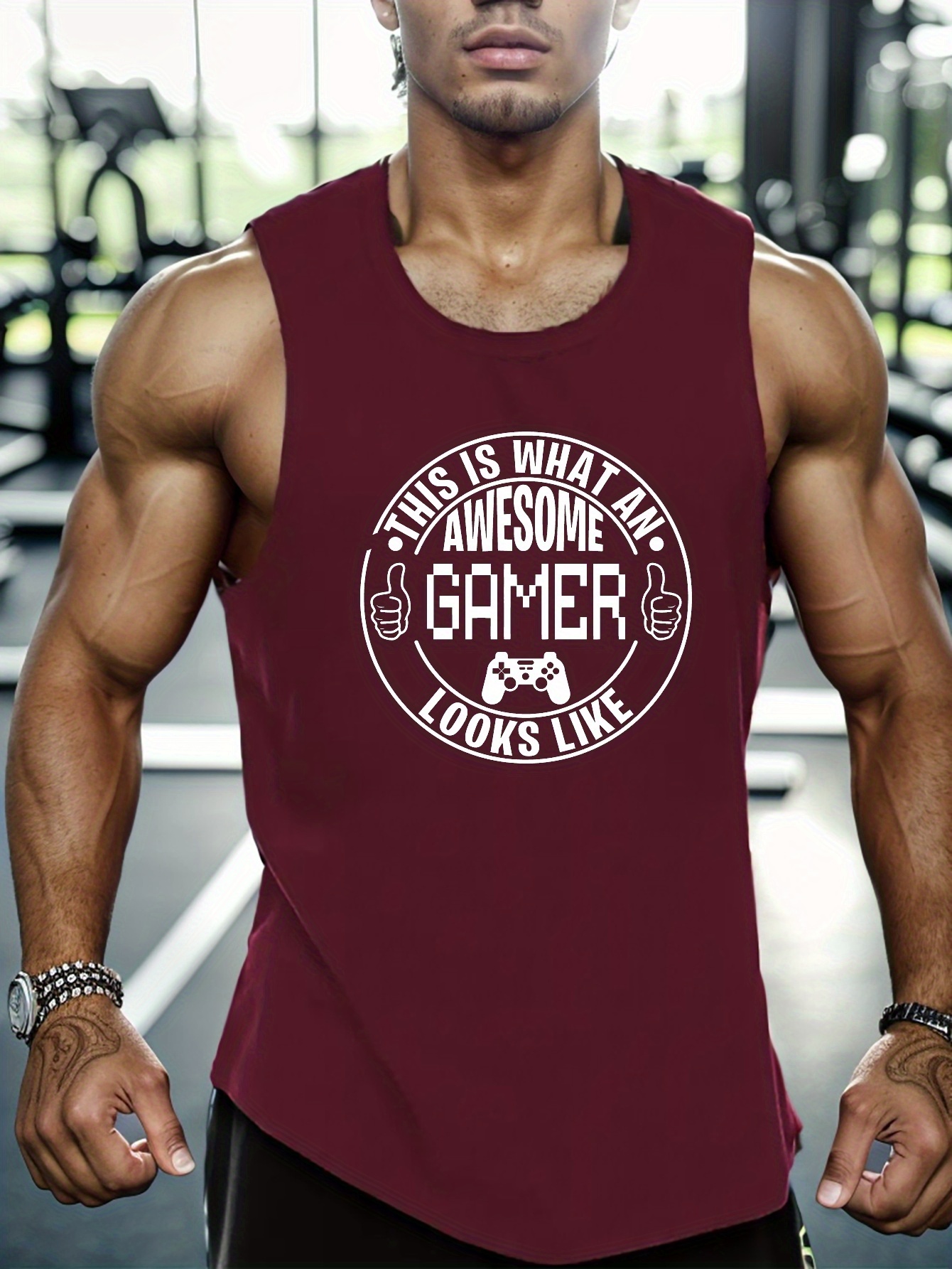 An Awesome Gamer Looks Like Print Men's Trendy Tank Top - Temu Canada