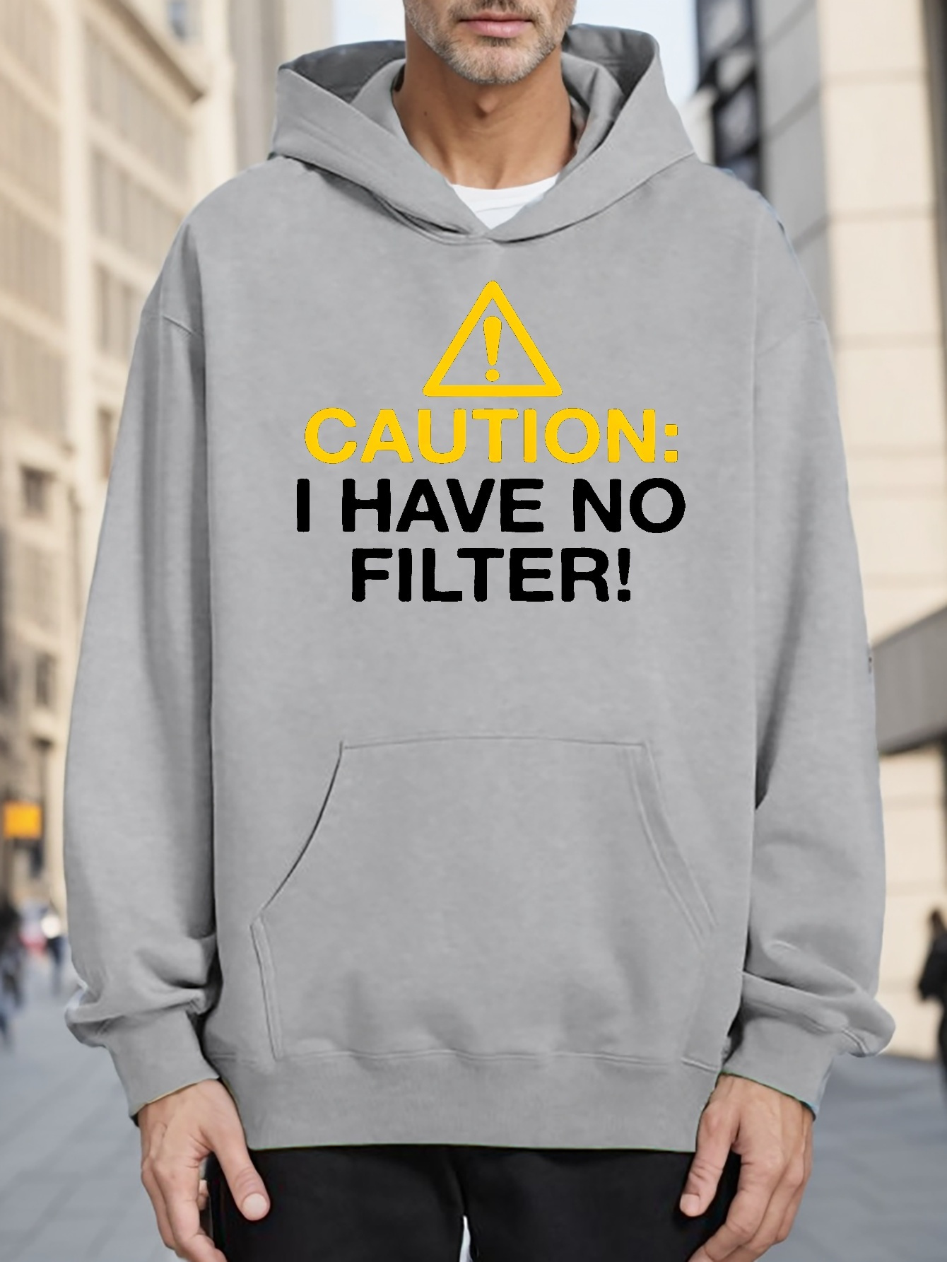 Caution No Filter Print Hoodie Cool Hoodies Men Men's Casual - Temu ...