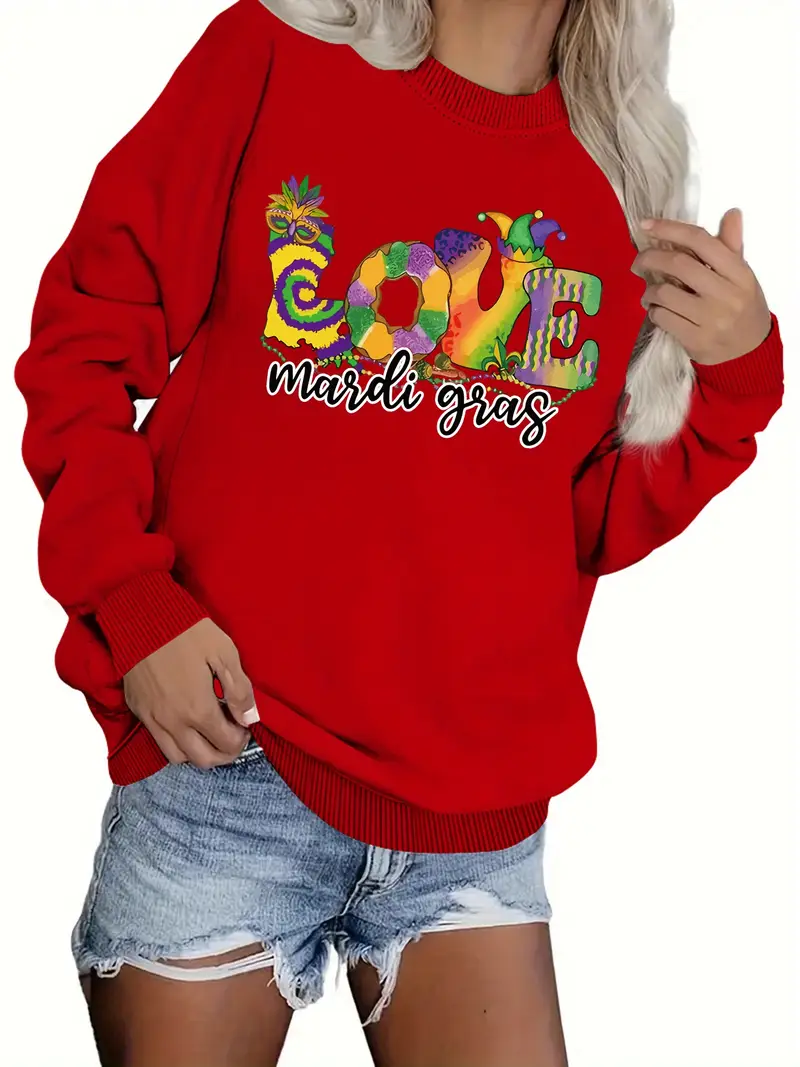 Graphic Print Sweatshirt Plus Size Crew Neck Casual Temu Australia
