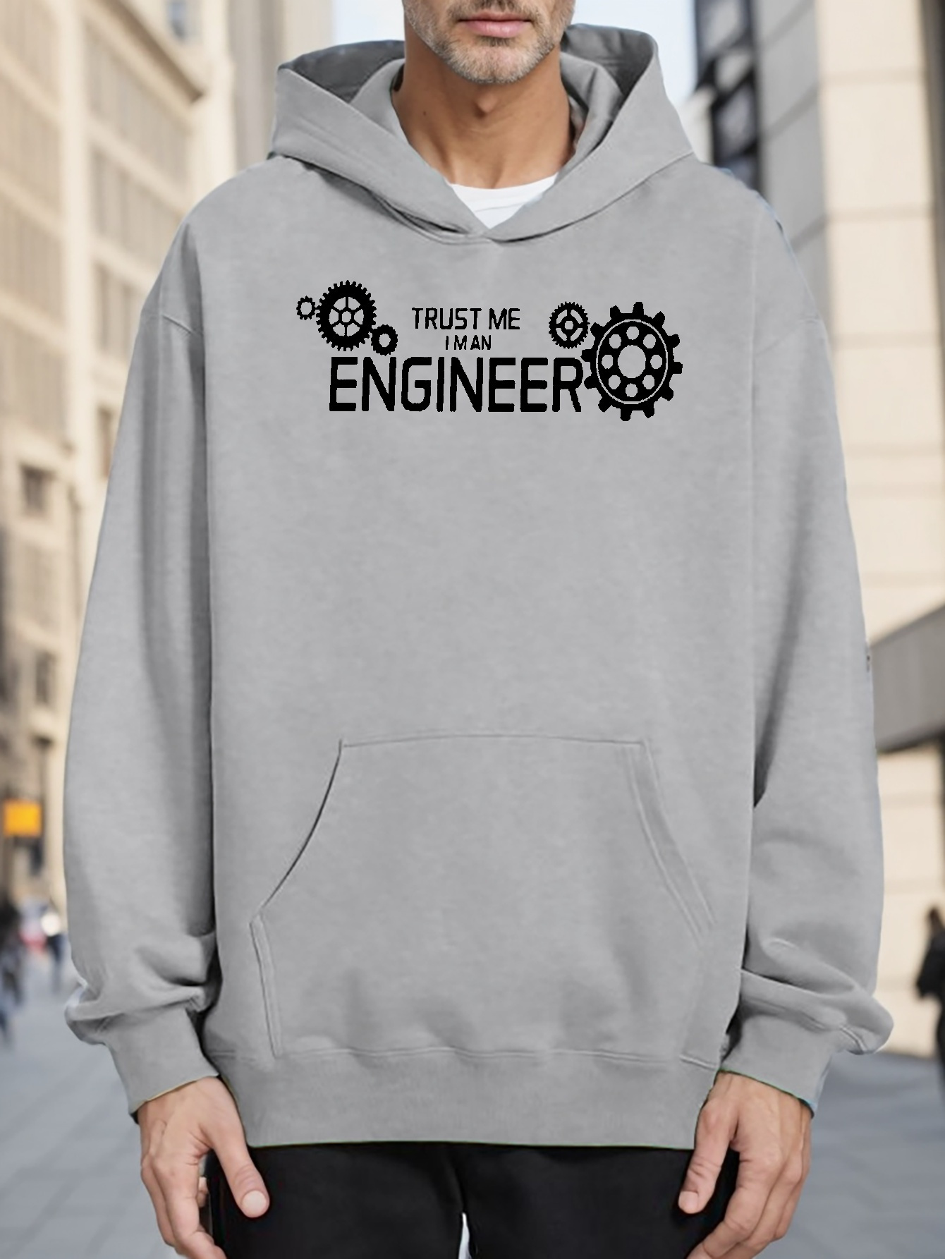 Engineer Print Hoodie Cool Hoodies Men Men's Casual Pullover - Temu ...