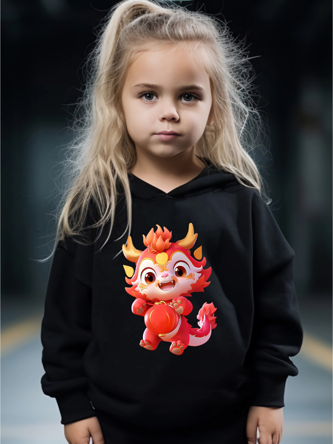 Red Cartoon Dragon Lantern Graphic Print Girls' Outfit - Temu Australia