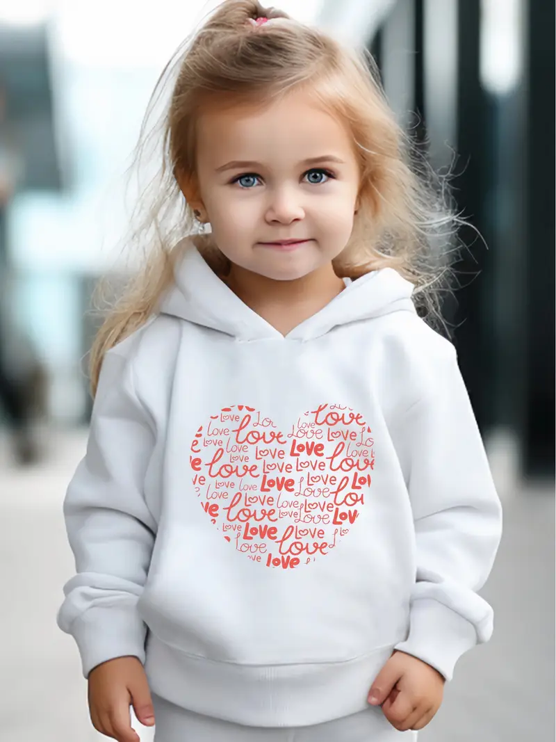 Graffiti Love Heart Graphic Print Girls Outfit Casual Crew Temu