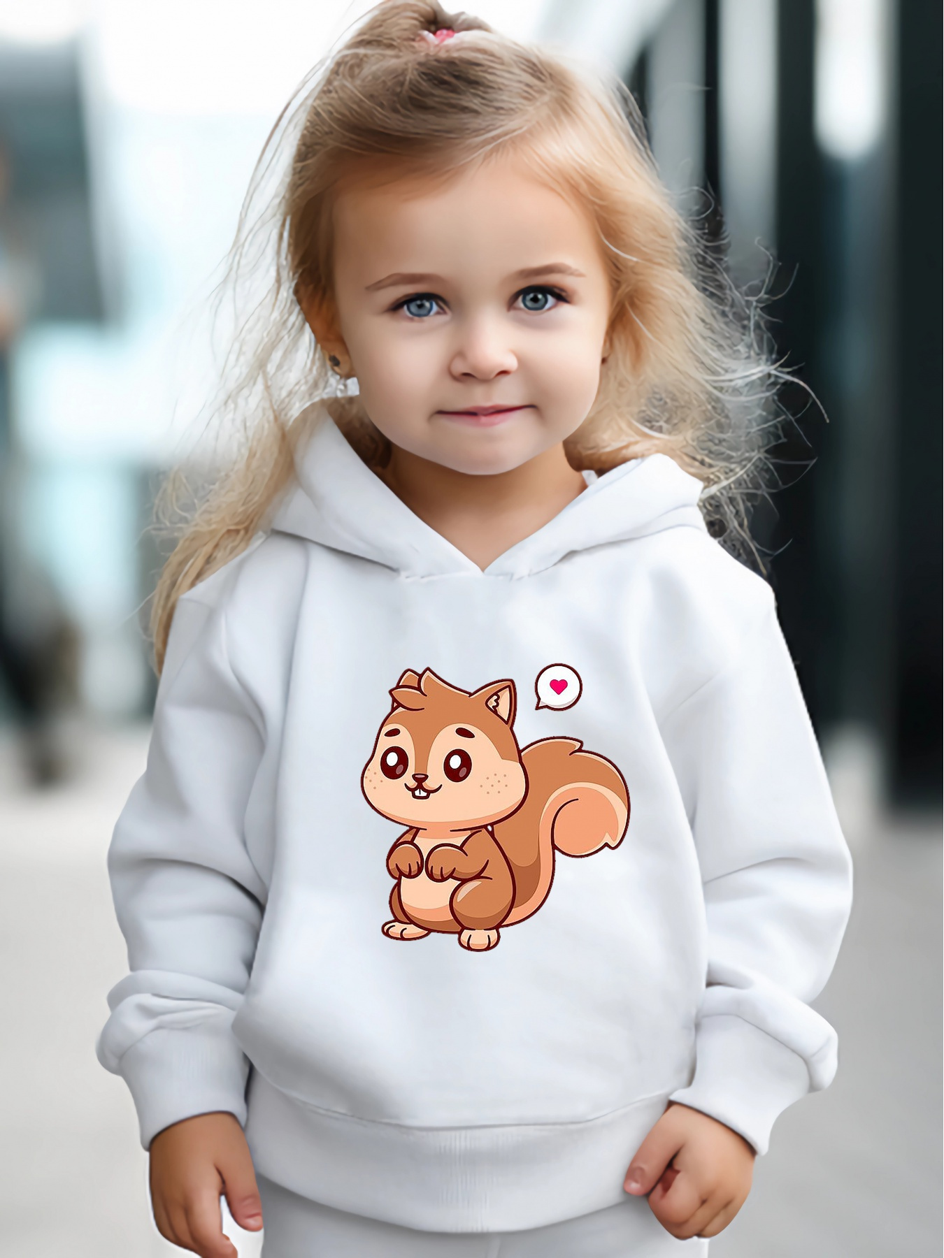 Lovely Cartoon Squirrel Heart Graphic Print Girls' Outfit - Temu Australia