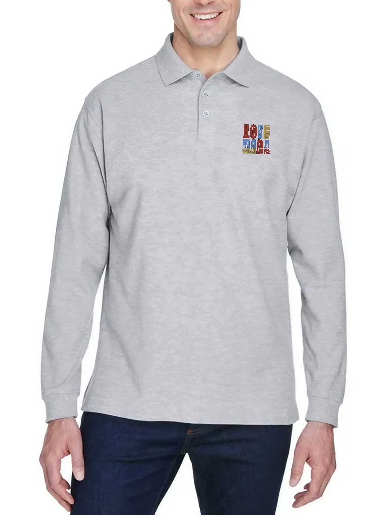 Plus Size Golf Shirt Males "love" Graphic Print Shirt Spring - Temu ...