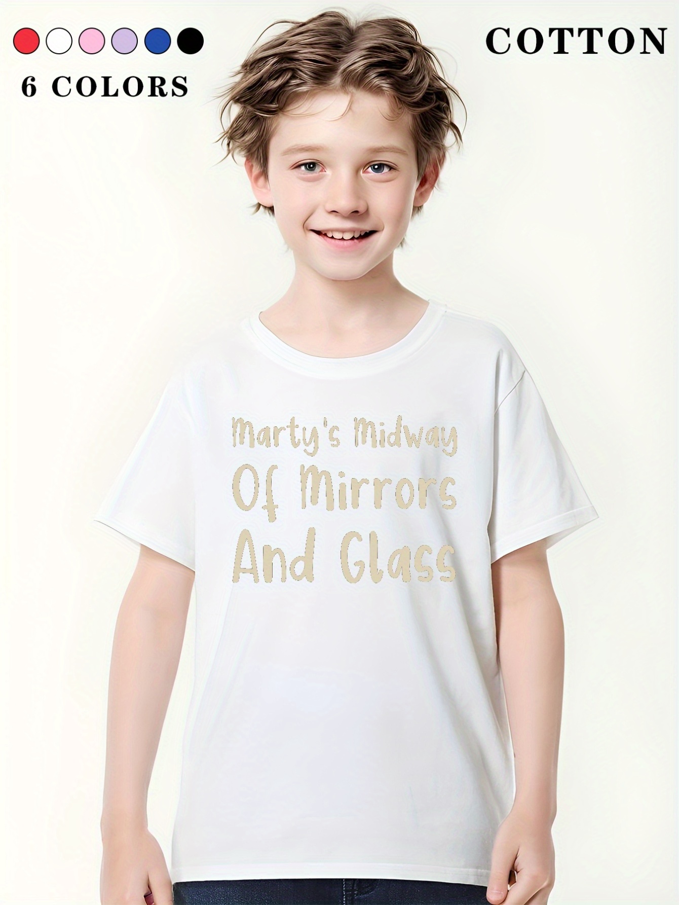 Midway Mirrors Glass Letter Print Boys Meaningful T shirt - Temu New Zealand