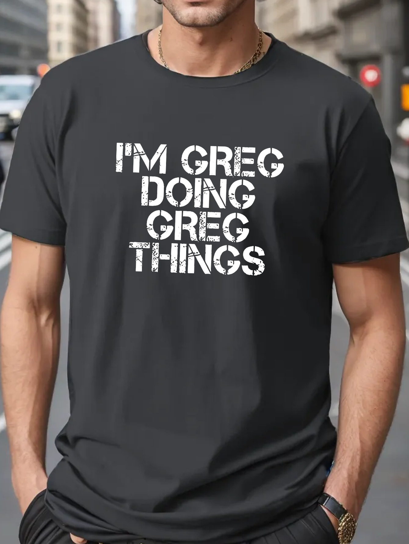 Plus Size 'm Greg Greg Things Print Men's Trendy Comfy T - Temu Australia