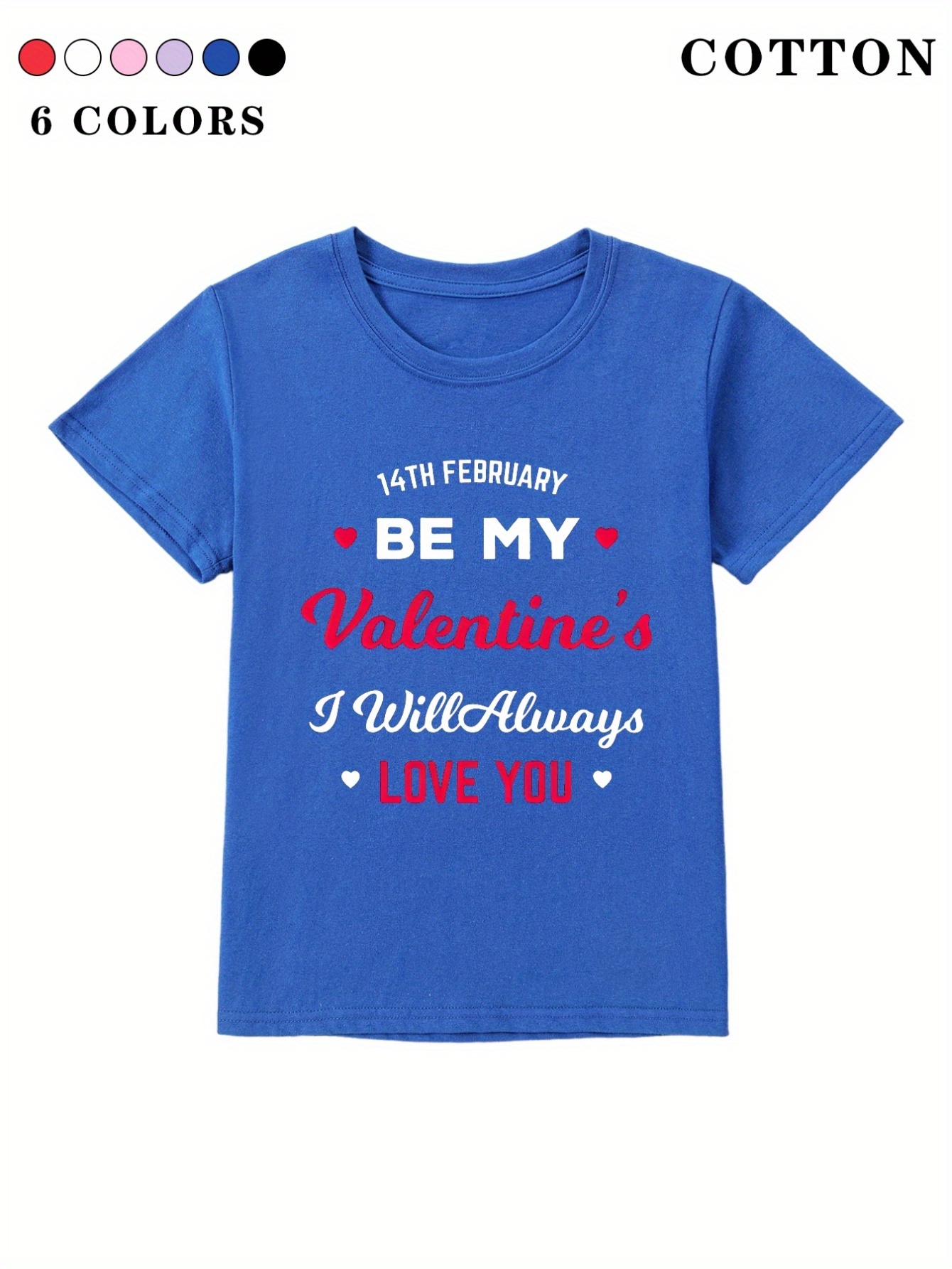 Valentine's Day Always Love Print Boy's Short Sleeve T shirt - Temu New ...