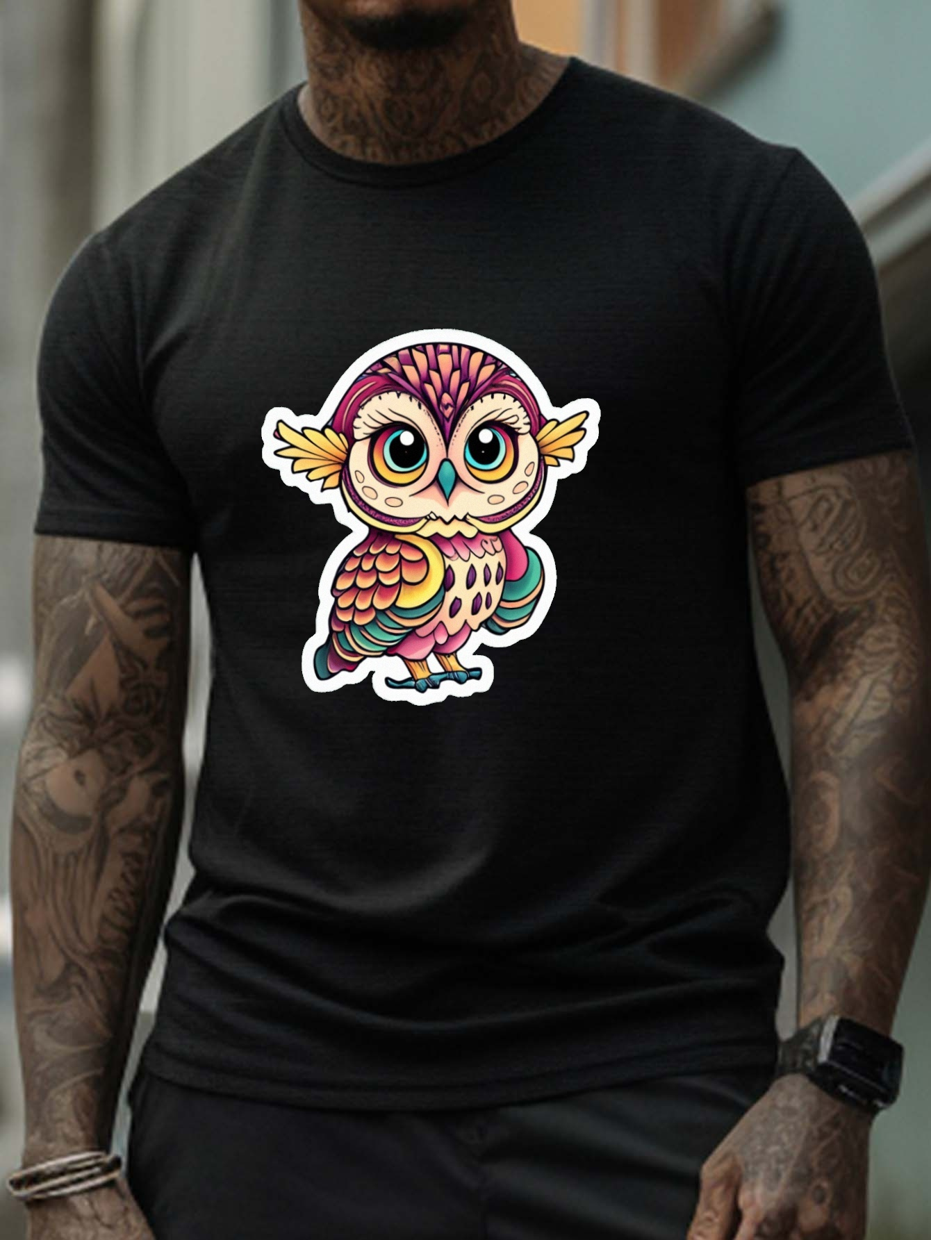 Plus Size Men's Cartoon Owl Graphic Print T shirt Summer - Temu Ireland