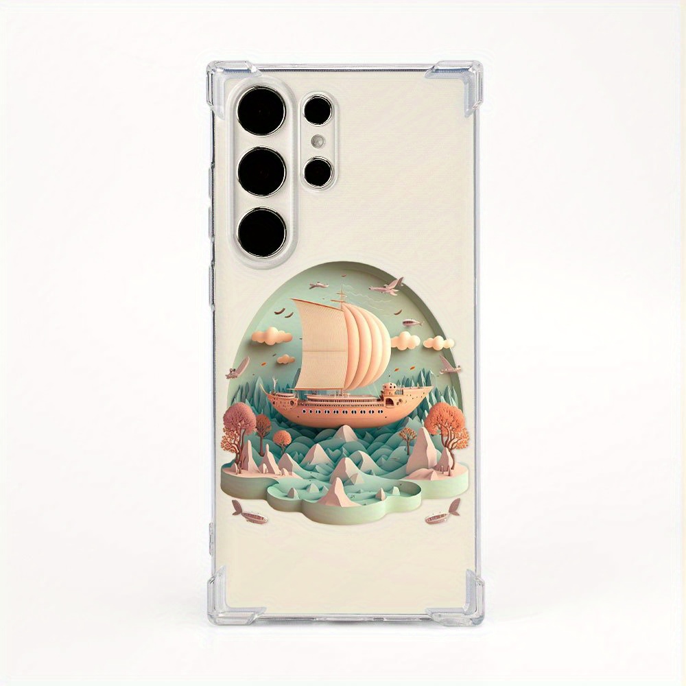 Ai Painting Sailboat Flower Shockproof Transparent Phone - Temu Canada