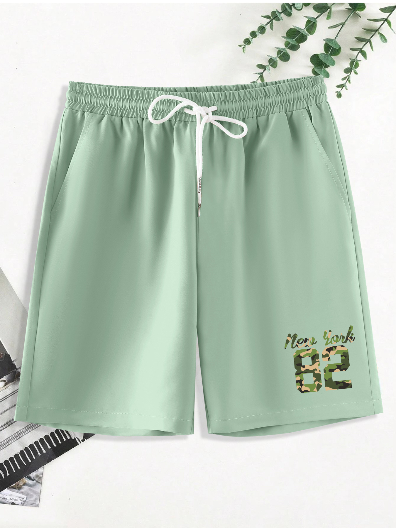 Plus Size Men's Camouflage '82' Print Casual Shorts - Temu Australia