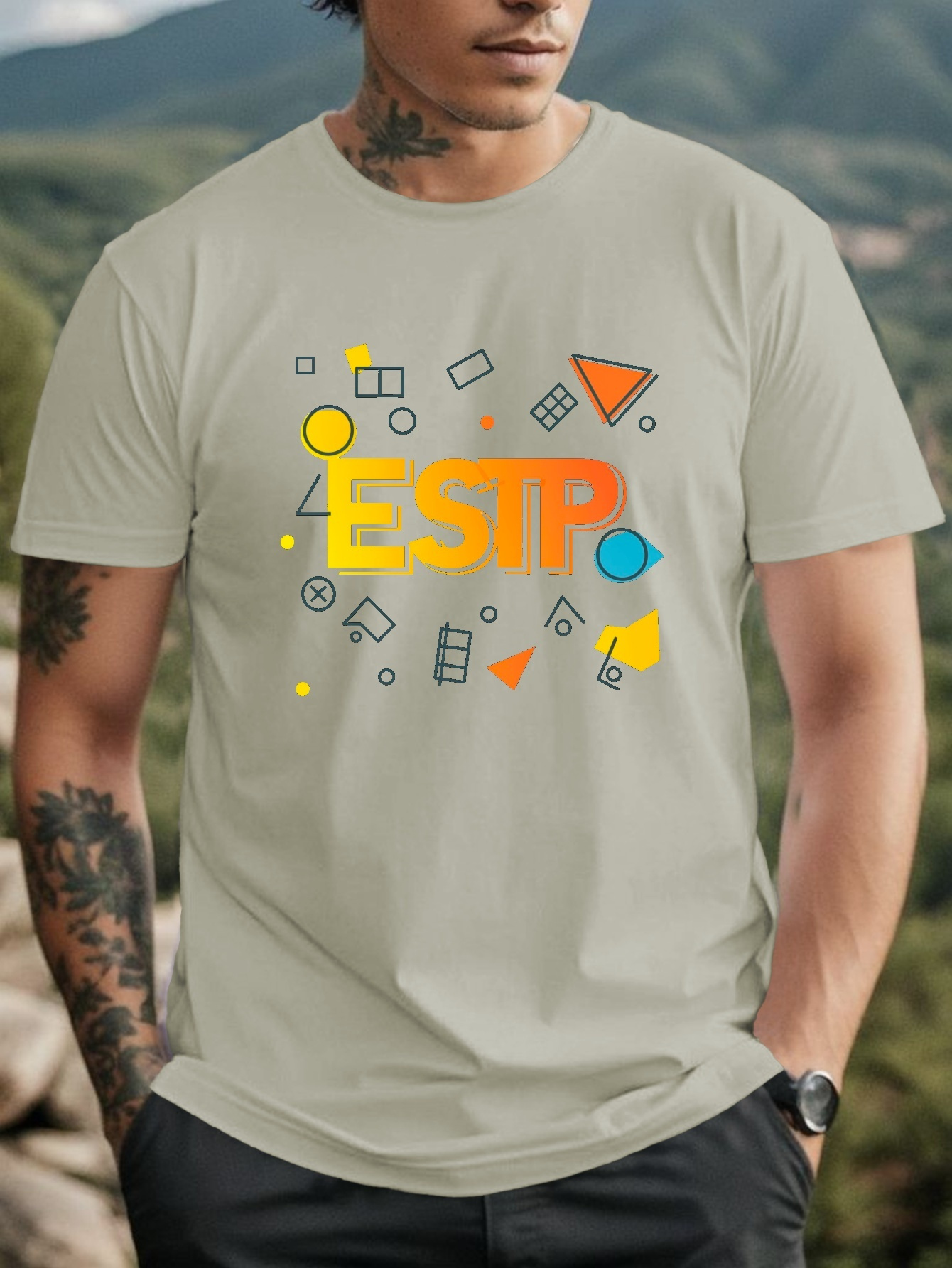 Plus Size 'mbti Estp' Print Men's Short Sleeve Graphic T - Temu Australia
