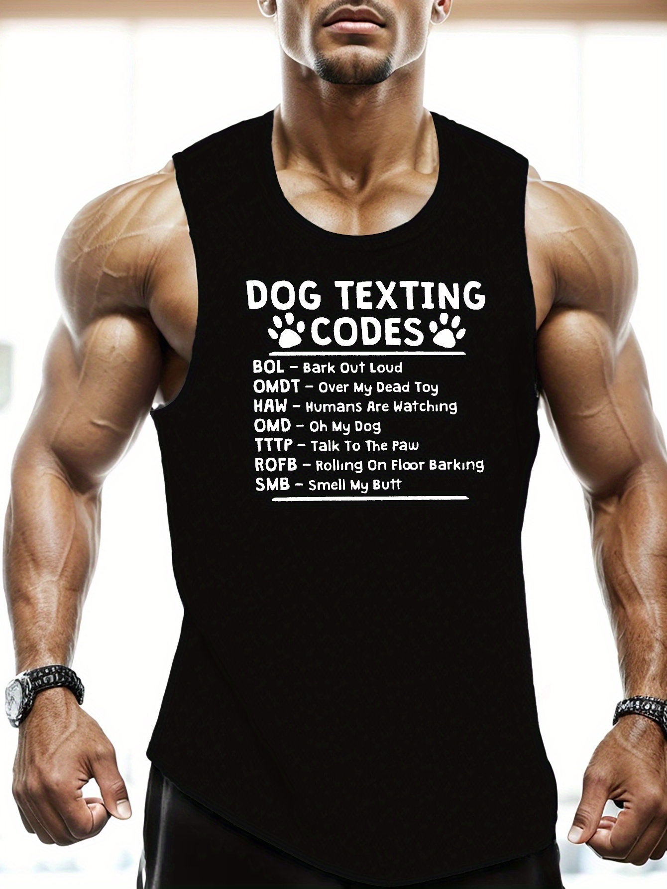Plus Size 'dog Texting Codes' Print Men's Casual Tank Top - Temu Canada