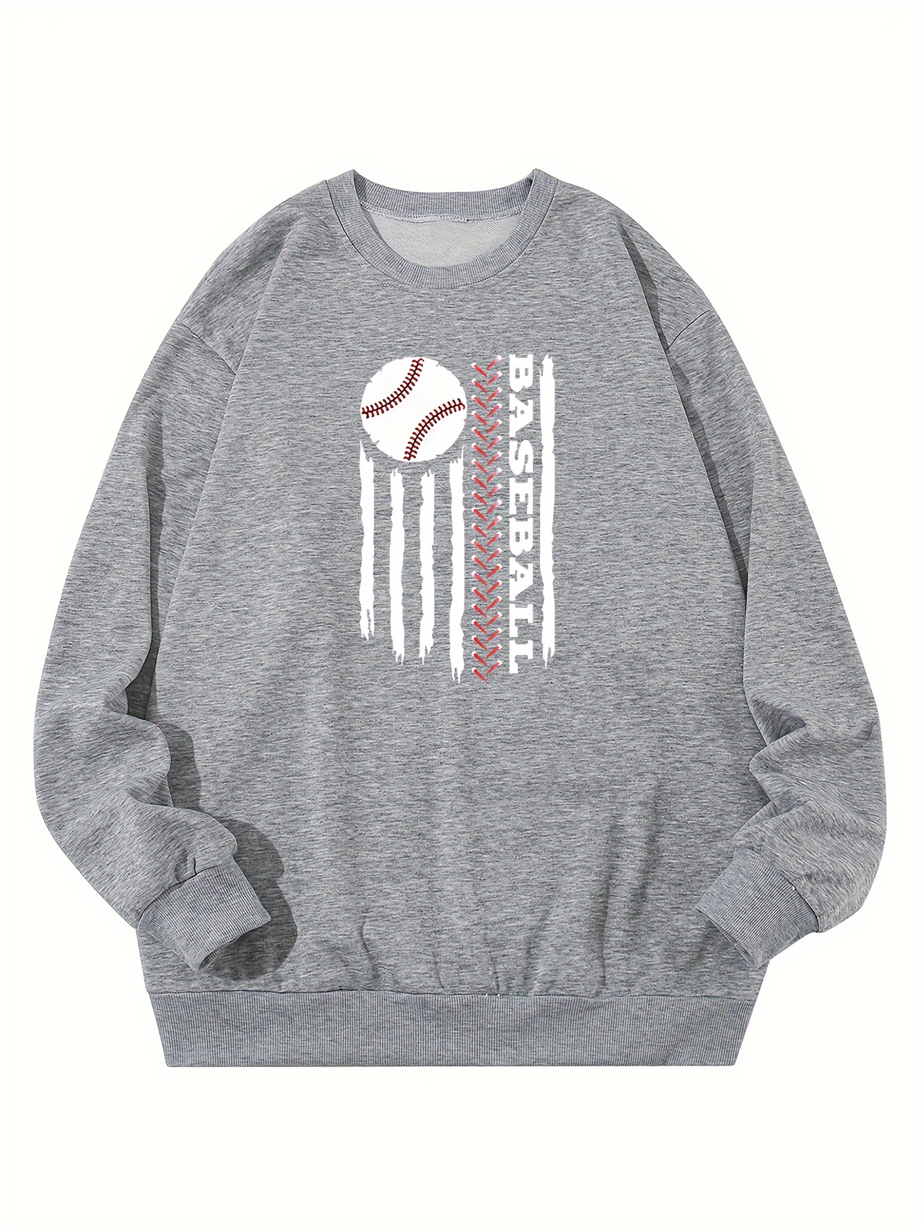 Plus Size Men's Baseball Graphic Print Sweatshirt Spring - Temu Ireland