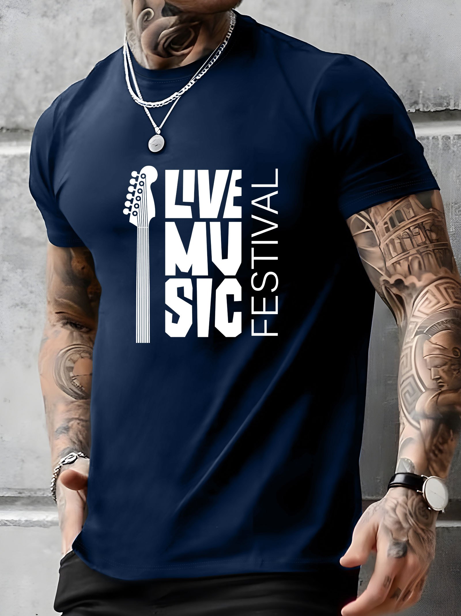 Live Music Pattern Print Men's Creative Top Casual Short - Temu Canada
