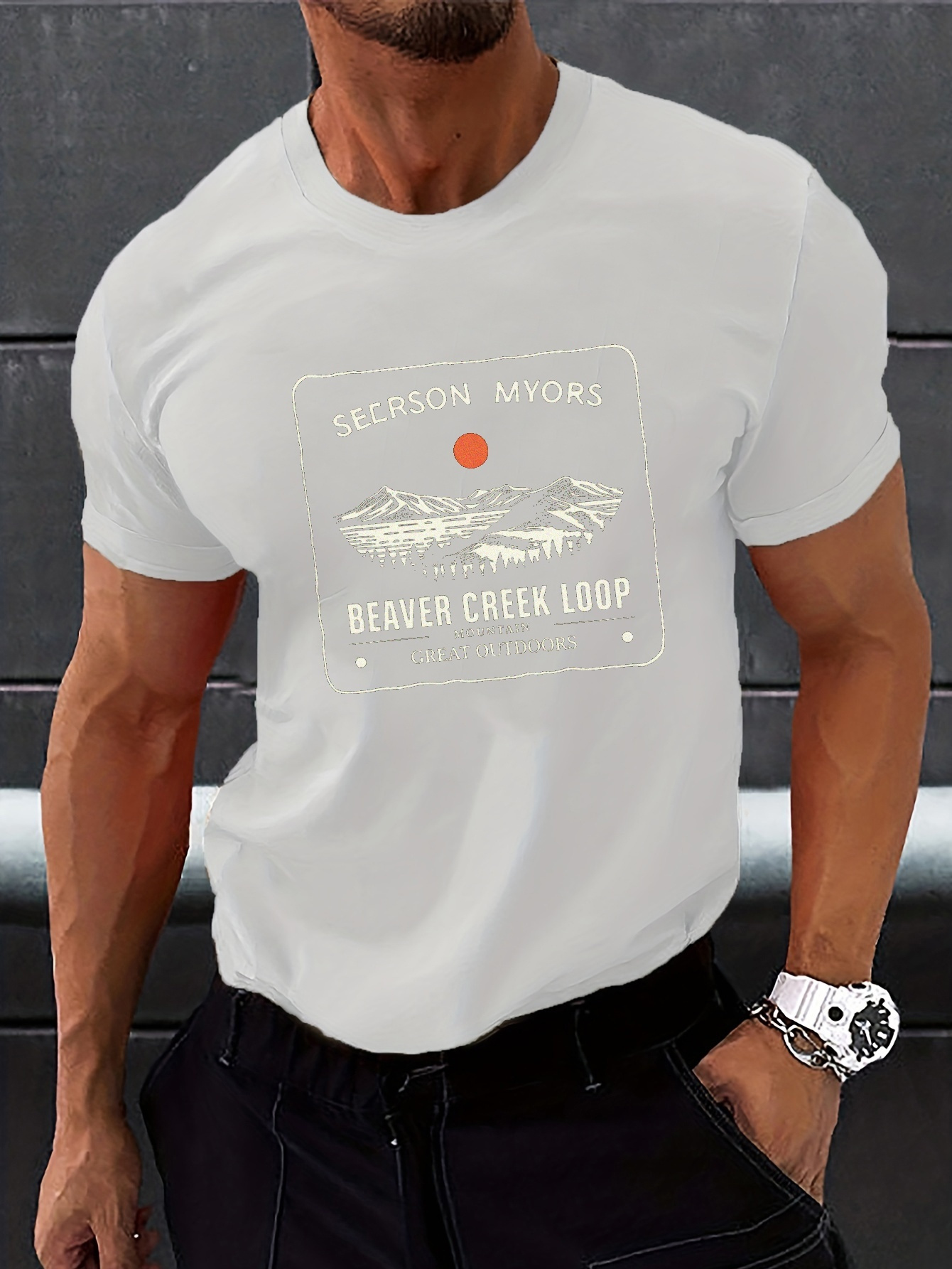 Beaver Creek Loop Print T Shirt Tees Men Casual Short Sleeve - Temu Ireland