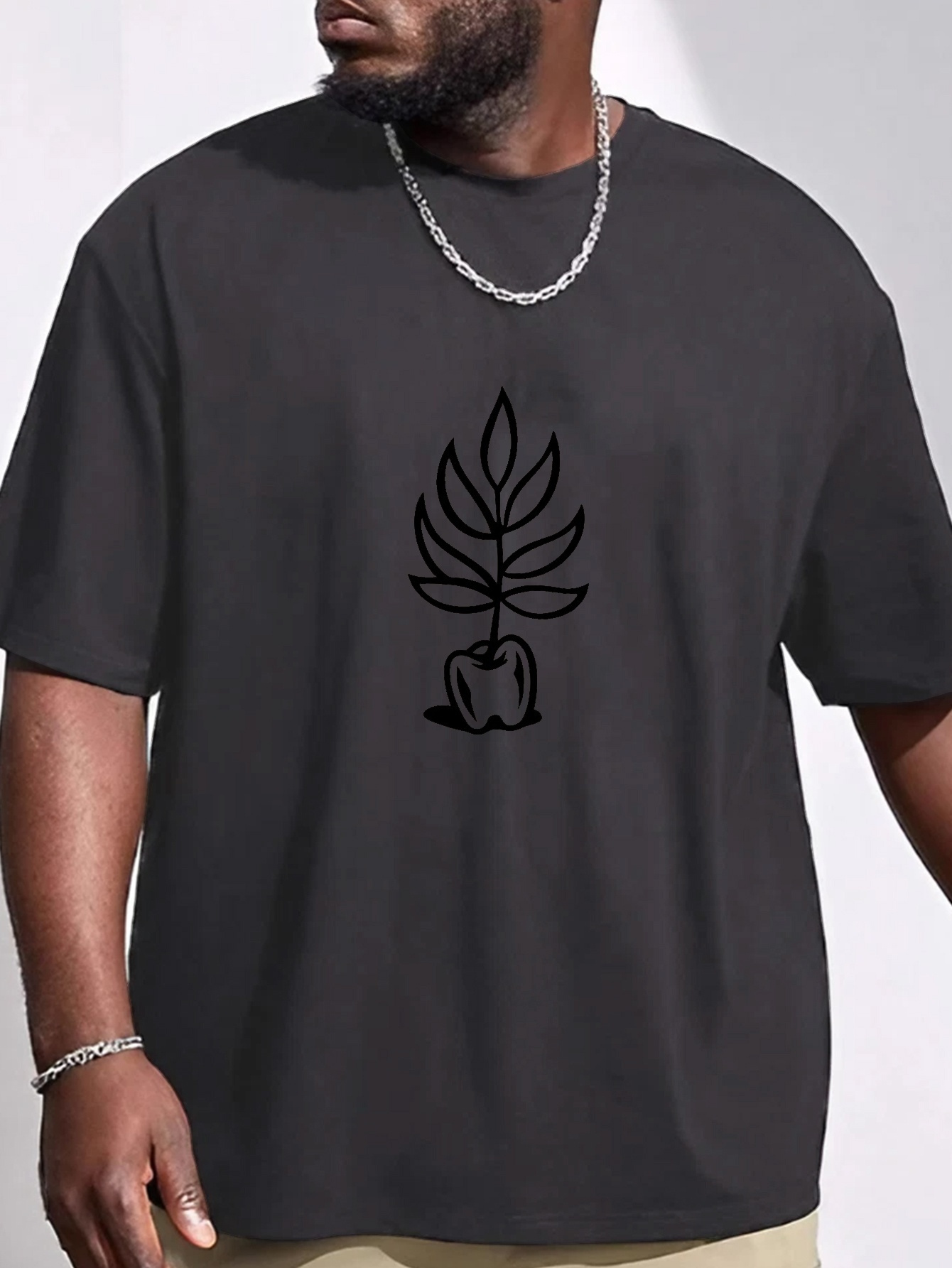 Plus Size Men's Creative Leaf Graphic Print T shirt Summer - Temu Denmark