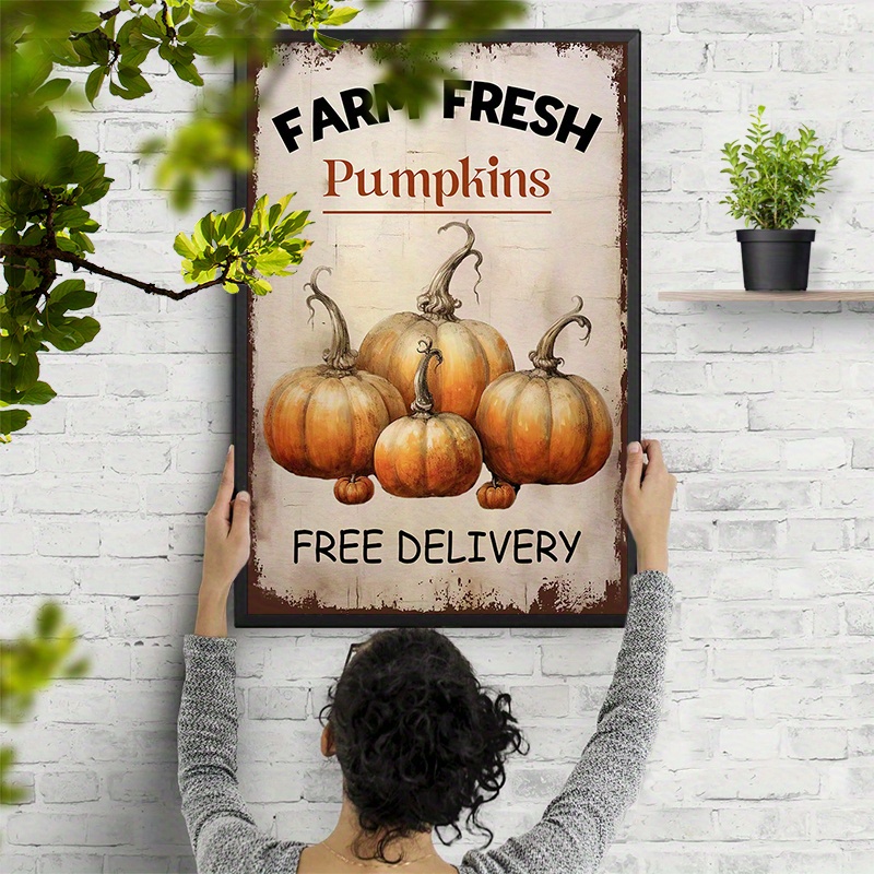 Aluminum Sign Metal Framed Funny Metal Farm Fresh Pumpkins - Temu Australia