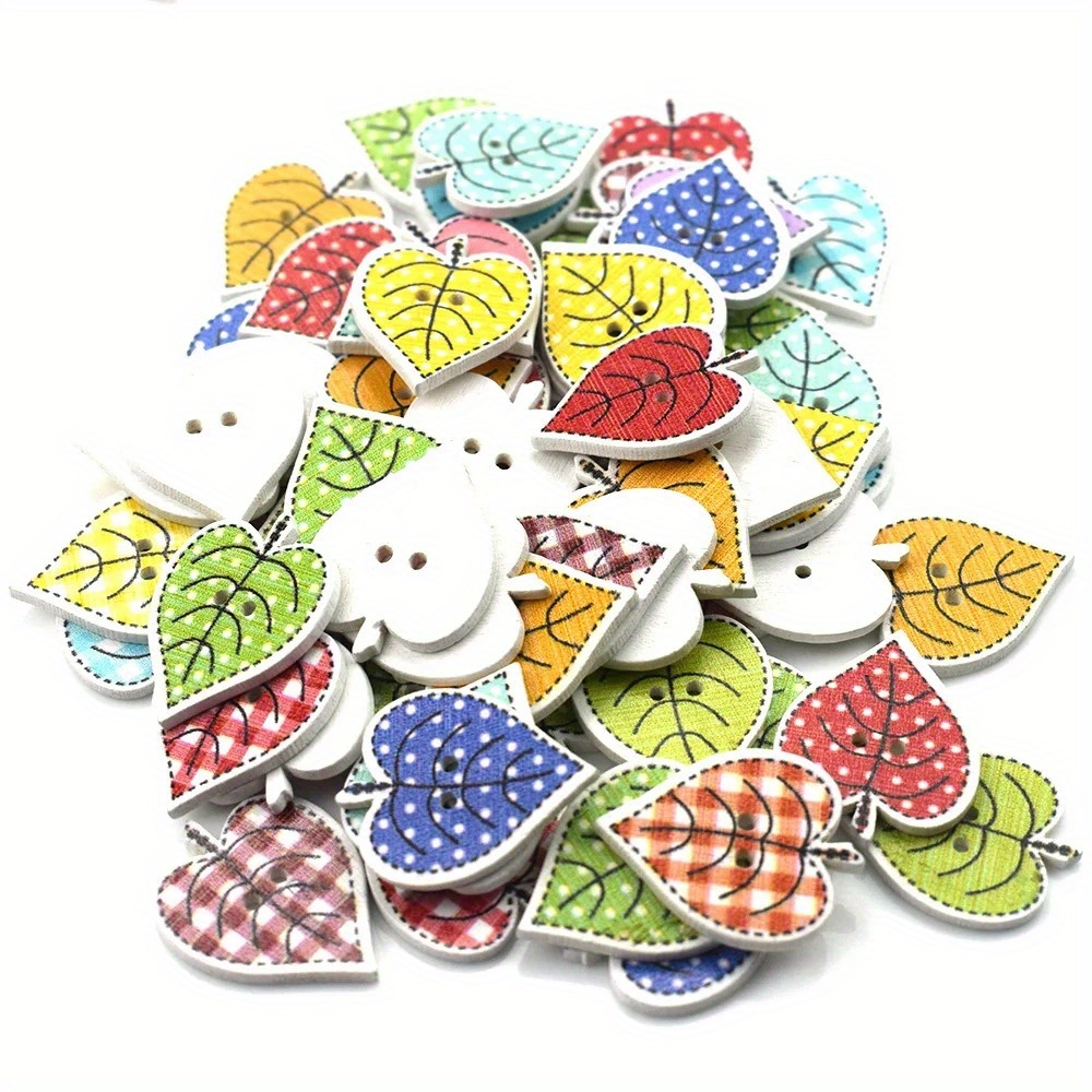 10pcs leaf wooden buttons diy sewing supplies creative clothes decor ...