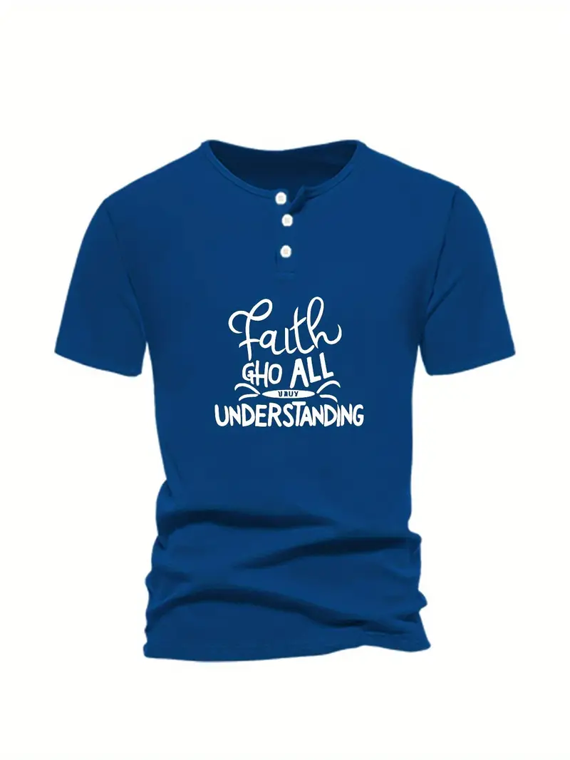 Plus Size Mens Shirt Understanding Graphic Print Henley Temu New