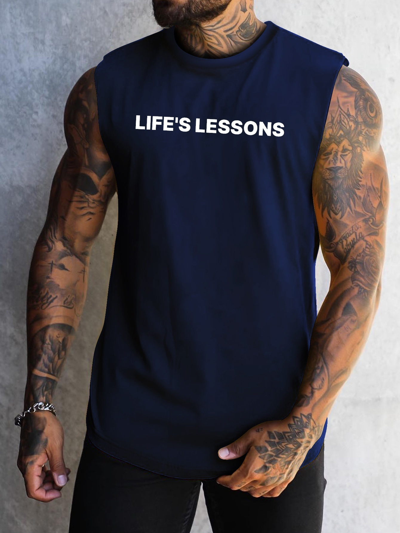 Plus Size Life's Lessons Letter Print Men's Sleeveless Tank - Temu ...
