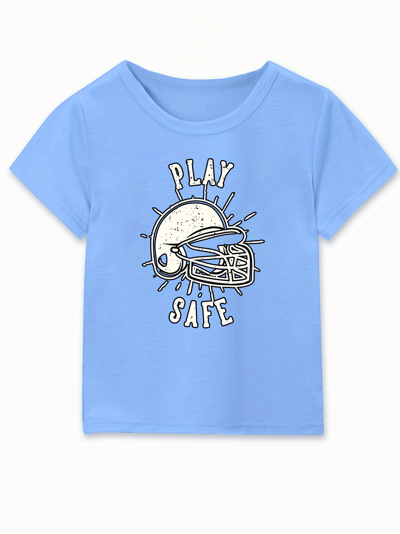 Rugby Helmet Letter Print Boy's T shirt Casual Short Sleeve - Temu New ...