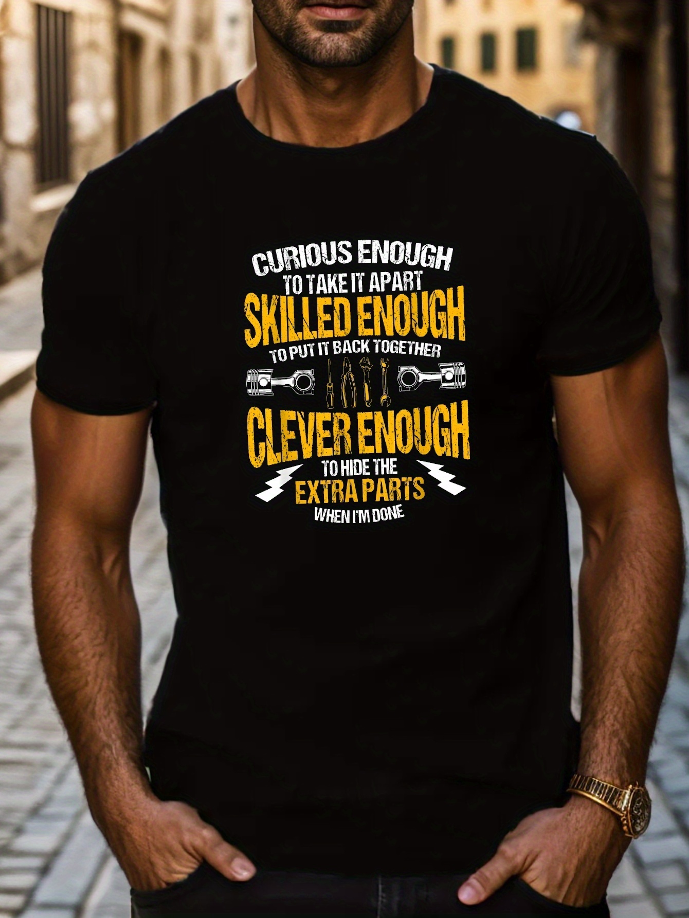 Curious Skilled Clever Enough Print T Shirt Tees Men Casual - Temu Canada