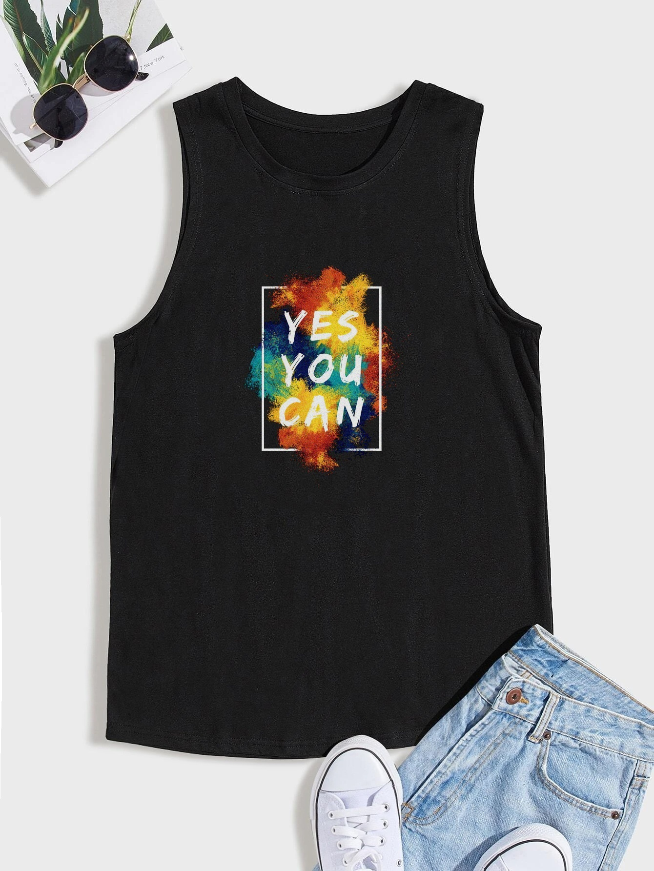 Plus Size Men's Creative Tank Top Yes Print Casual Mesh - Temu Portugal