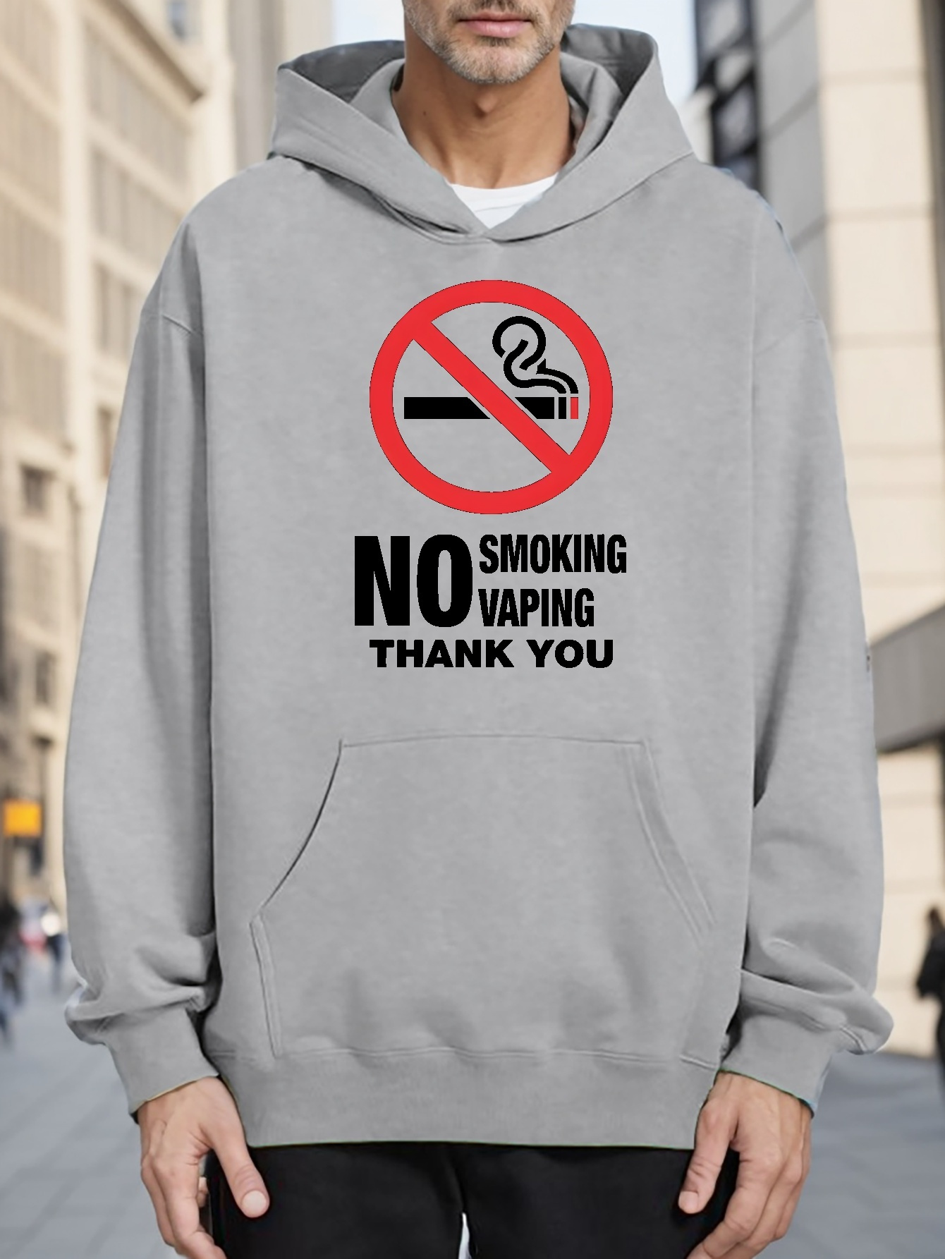 Smoke Free Sign Print Men's Pullover Round Neck Hoodies - Temu Canada