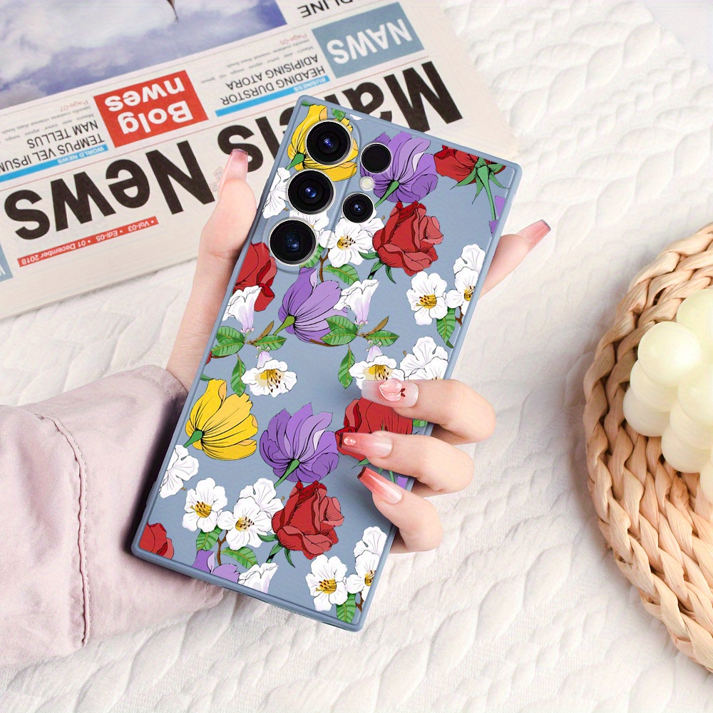 Flower Popular Pattern Straight Edge Matte Phone Case - Temu Australia