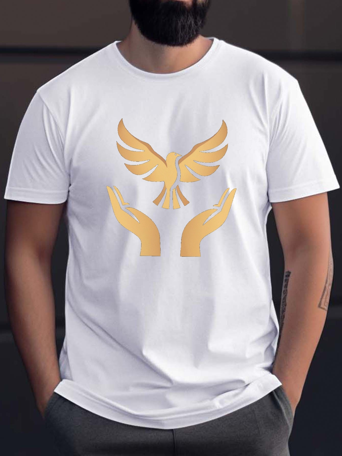 men's casual geometric bird print t shirt breathable - Temu New Zealand