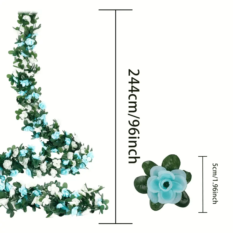 5 Шт Напівпрозорий Гірлянда Зі Штучних Квітів Штучна Роза З Зеленими Листям Висять Фальшиві